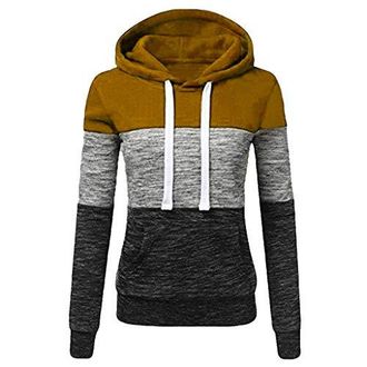 ZYUEER Sweat Femme Fille Uni D&eacute;Contract&eacute; Manche Longue avec Capuche, Pullover Blouson Tops Mode Hoodie Manche Longue Sweater Hauts Pas Cher (Kaki, L(EU=40))