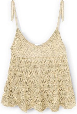 Motivi Femme, Tops, Jaune, Taille: 38 FR Top en maille ajour&eacute;e Lurex