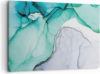 Arttor Wandbilder Dekoration Wohnzimmer Abstraktion Marmor Türkis Bilder auf Leinwand 120x80cm Leinwandbild Schlafzimmer Küche Deko Wand Kunstdruck Art Groß 