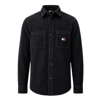 Tommy Jeans Homme, Chemises, Noir, Taille: XS Chemise Manches Longues en Velours C&ocirc;tel&eacute;