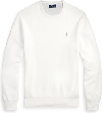 Ralph Lauren Leichter Rundhalspullover in Perlstrick mit Poloreiter-Stickerei in