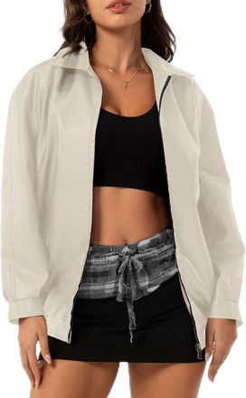 Generic Damen Lederjacke &uuml;bergro&szlig; Kunstlederjacke Modisch f&uuml;r Autumn und Winter Lange &Auml;rmel &Uuml;bergangsjacke Oversize Y2K