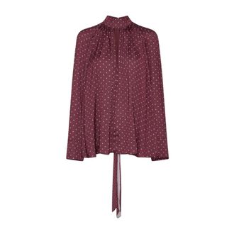 Rotate Rotate Birger Christensen, Femme, Blouses et Chemises, Rouge, Taille: 36 FR Chemise Pois en Satin Kitty