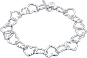 Elli Bracelet en argent massif 925 avec coeurs ajourés entrelacés-Argenté
