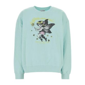 Ganni Femme, Sweatshirts et sweats &agrave; capuche, Bleu, Taille: 38 FR SweaT-shirt Oversize en Coton