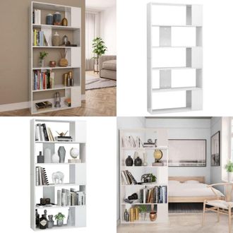 vidaXL Biblioth&egrave;que/S&eacute;parateur de pi&egrave;ce Blanc brillant 80x24x159 cm - Biblioth&egrave;que Blanche - Biblioth&egrave;que Moderne - &Eacute;tag&egrave;re Murale - Rangement Int&eacute;rieur