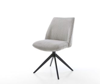 DELIFE Drehstuhl Elso-Flex Cord Silbergrau Kreuzgestell breit Schwarz 360&deg; drehbar Wippfunktion Taschenfederkern, Esszimmerst&uuml;hle