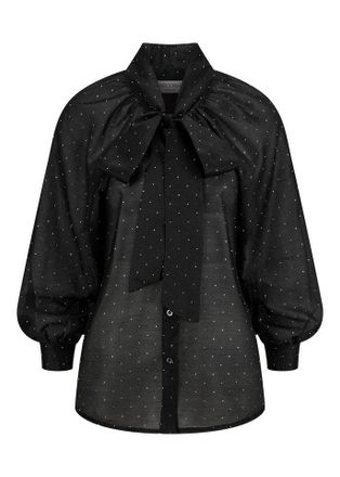 Nicowa Langarmbluse FESTAWI mit Schleifenbindung und Steinchen