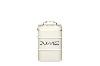 KitchenCraft Kaffeedose, Stahlbehälter mit altmodischem Design, Living Nostalgia Collection, klassische antike Cremefarbe, 11x11 x17cm, 1 Metallbehälter