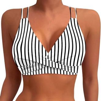 Generic Haut Maillot De Bain Femme D&eacute;Bardeur Plage Soutien-Gorge Sexy D&eacute;Contract&eacute;S Classique Fronc&eacute; Torsad&eacute; Bikini Tops avec Rembourrage Amovible Couverture C