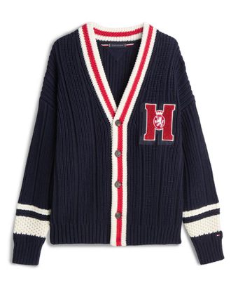 Tommy Hilfiger College-Cardigan aus grobem Rippstrick in