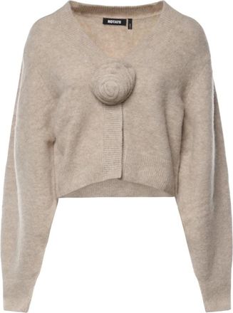 Rotate Rotate Birger Christensen - Cardigan en maille fleurie - Femme - Pulls - Beige - Taille: 36 FR