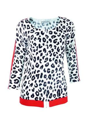 Passioni Strickjacke mit Rei&szlig;verschluss und Grafischem Leopardenmuster