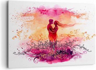 Arttor Bilder auf Leinwand 100x70cm Leinwandbild Liebe Paar Flitterwochen Gro&szlig; Wanddeko Bild Schlafzimmer K&uuml;che Deko Wandbilder Dekoration Wohnzimmer Wall De