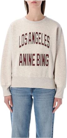 Anine Bing Femme, Sweatshirts et sweats &agrave; capuche, Beige, Taille: 42 FR Harry Shrunken SweaT-shirt