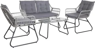 SVITA Capri Balkonm&ouml;bel-Set Polyrattan Sitzgruppe Outdoor 4-tlg. Gartenlounge Hellgrau/Dunkelgrau - Svita