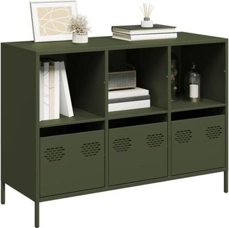 vidaXL Buffet vert olive 101,5x39x73,5 cm acier laminé à froid vidaXL