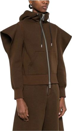 sacai Femme, Sweatshirts et sweats &agrave; capuche, Brun, Taille: 40 FR SweaT-shirt zipp&eacute;