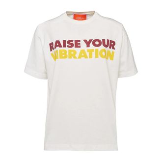 La DoubleJ Rainbow Motto Oversized Tee - - Tops - Damen - Wei&szlig; - XS