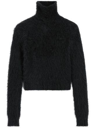 Ami pull en coton à effet brossé - Noir