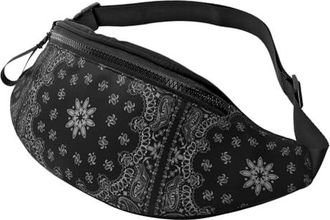 Generic Motif Bandana Noir Pai-Sley Sac Banane L&eacute;ger Sac &Agrave; Bandouli&egrave;re R&eacute;glable Sacoche Ceinture Pour Travail Ext&eacute;rieur Festival 14X35Cm