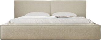 E-MEUBLES Polsterbett mit Kopfstütze, Bettkasten und Lattenrost, gepolstertes Kopfteil, Bett mit Stauraum bett 06 (Hellgrau (Anthology 15), 160x200 cm)