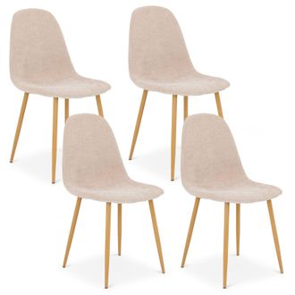 IDIMEX Esszimmerstuhl Punta im 4er Set, Beige - Moderner Stuhl mit Stoffbezug, Stabiles Metallgestell in Eichenoptik, Ideal f&uuml;r Essbereich und K&uuml;che, Pflegel