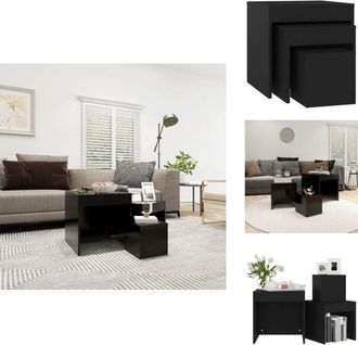 vidaXL Vidaxl - Satztische 3-tlg. Schwarz Holzwerkstoff - Couchtisch - Setztische - Nighstand - Holzwerkstoffmöbel - Schwarz Möbel