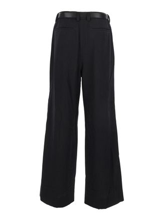 Juun.J Mens Black Trousers With Built-Belt And Pleats Wool