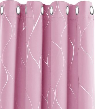 Deconovo Blickdichte Gardinen Verdunkelungsvorh&auml;nge mit &Ouml;sen Thermogardine K&auml;lteschutz Wohnzimmer f&uuml;r M&auml;dchen, 245x140 cm(H&ouml;hexBreite), Rosa, 2er Set