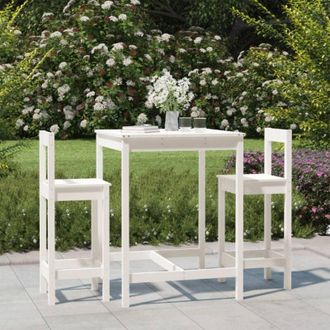 vidaXL 3-tlg. Gartenbar-Set Wei&szlig; Massivholz Kiefer - Vidaxl