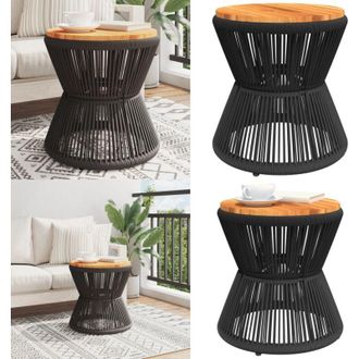 vidaXL Vidaxl - Couchtisch mit Drahtgestell Schwarz &oslash; 45x44 cm Akazienholz - Esszimmertisch - Couchtisch - Holzm&ouml;bel - Akzidenzholzttisch - Moderner