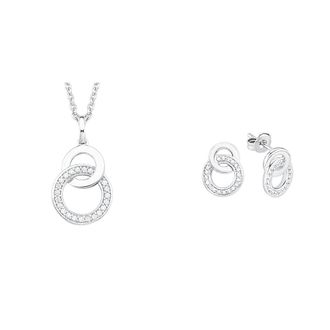 s.Oliver Kette mit Anh&auml;nger 925 Sterling Silber Damen Halsschmuck & Ohrh&auml;nger 925 Sterling Silber Damen Ohrschmuck, mit Zirkonia synth., 1,3 cm, Silber, Kommt 