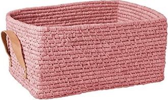 Rice rechteckig Raffia Korb - Rosa