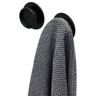 Tiger Tess Handtuchhaken, Haken aus Kunststoff, Farbe: Schwarz, Montage zum Kleben oder Schrauben, 2er Set