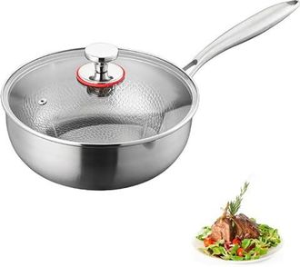 Generic Po&ecirc;le en Titane avec Couvercle, Po&ecirc;le Martel&eacute;e en Titane, Po&ecirc;le Antiadh&eacute;sive Multifonctionnelle Sans Rev&ecirc;tement, Chauffage Rapide, Pot &Agrave; Lait Antiadh&eacute;