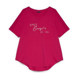 Fiorella Rubino Baumwoll-T-Shirt mit motivierendem Slogan - - Tops - Damen - Rosa - XL