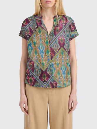 Momoni Chemise en coton &agrave; imprim&eacute; ethnique et manches courtes