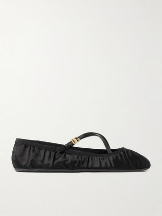 Dolce & Gabbana Mary-jane-ballerinas Aus Satin Mit Raffungen - Schwarz