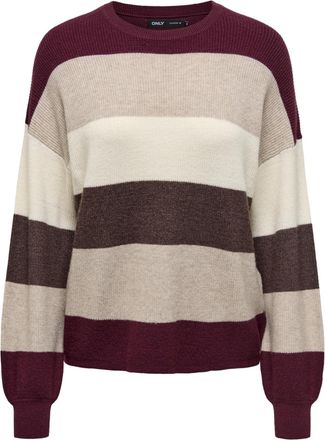 Only Damen Onlatia L/S Stripe Pullover KNT Noos Sweater, Zinfandel,S