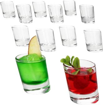 MamboCat 12er Set Pisa Schnapsgläser I 20ml & 40 ml, 2cl & 4cl I 12 Personen I schräges Shot Glas mit dickem Boden I Dessert-Gläschen, Pinnchen für Wodka, Likö