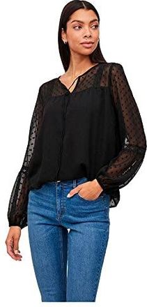 Vila Vila Viedee L/S Hauts/Su-Noos Blouse, Noir, 38 Femme