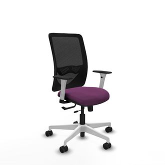 Piqueras y Crespo Violetter Schreibtischstuhl Zulema mit wei&szlig;en und schwarzen Armlehnen, h&ouml;henverstellbare Lendenwirbelst&uuml;tze, ausgestattet mit Syncro/Traslack und Schn