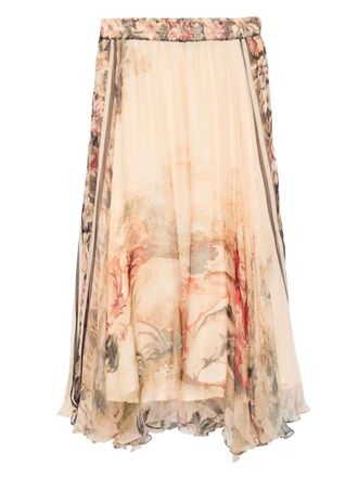 Mes Demoiselles... jupe mi-longue Averly à fleurs - Tons neutres