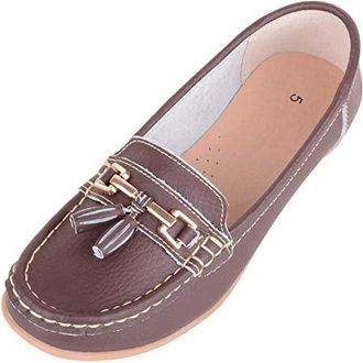 Absolute Footwear Mocassins décontractés à enfiler en cuir pour femme, chocolat, 37 EU