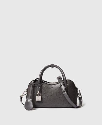 Stella McCartney Ryder Ostrich Crossbody Bag, Woman, Slate