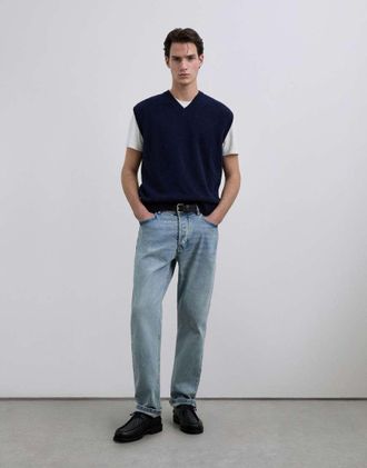 Scalpers Pull sans manches en maille brossée - Bleu marine