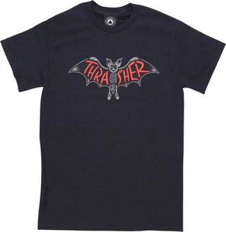 Thrasher Homme, Tops, Noir, Taille: S Bat Tee