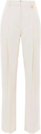 Elisabetta Franchi Femme, Pantalons, Beige, Taille: 38 FR Pantalon &agrave; Poches Avant Taille Haute