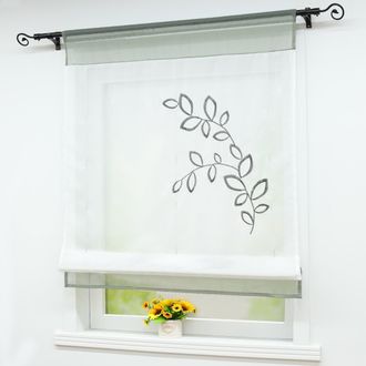 Joyswahl Raffrollo Voile Raffgardinen mit Tunnelzug Luisa Bändchenrollos BxH 100x140cm Grau 1er Pack